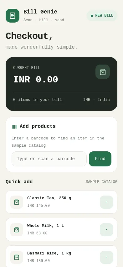 Barcode Bill Genie