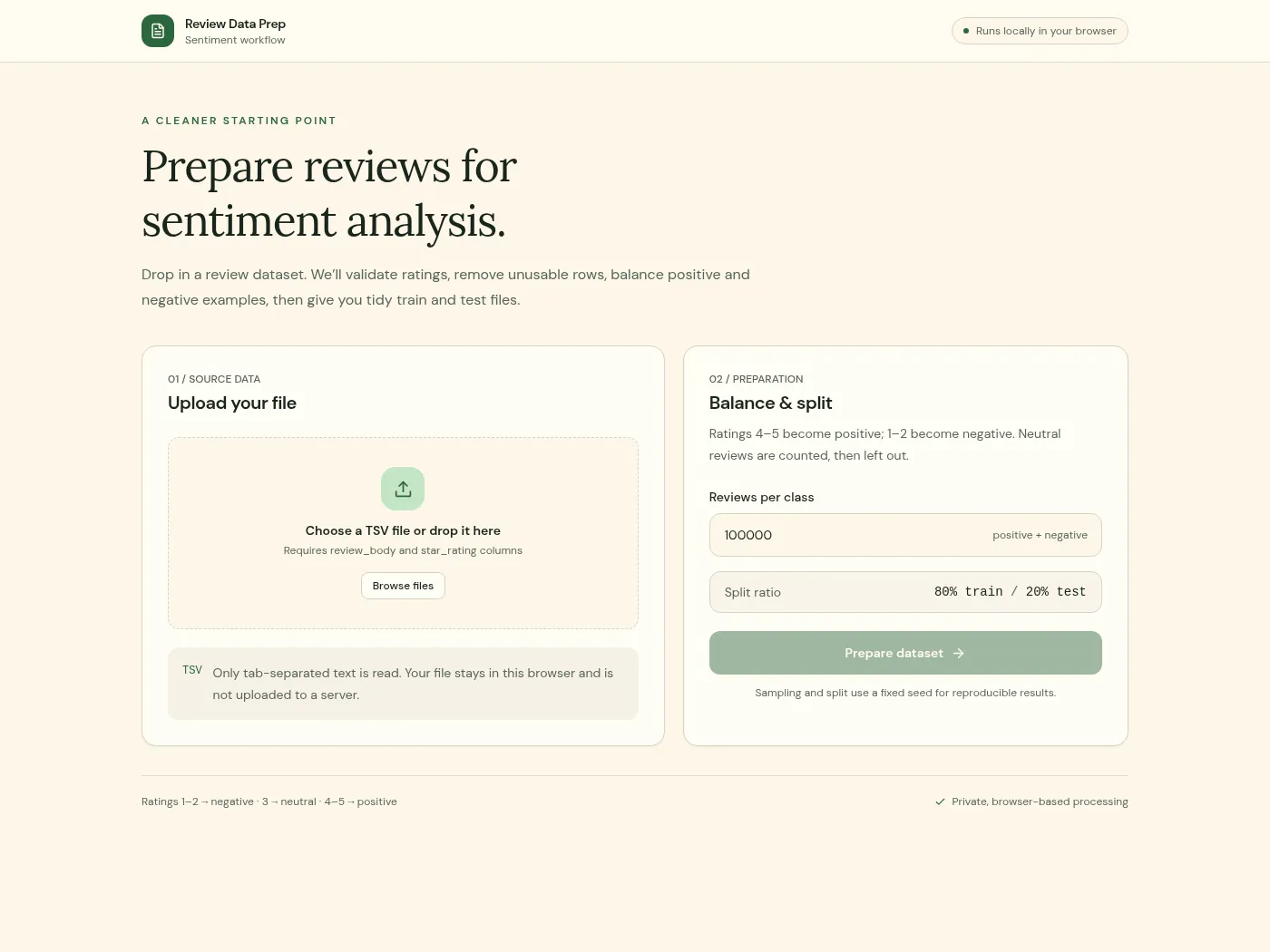 Review Data Prep Tool