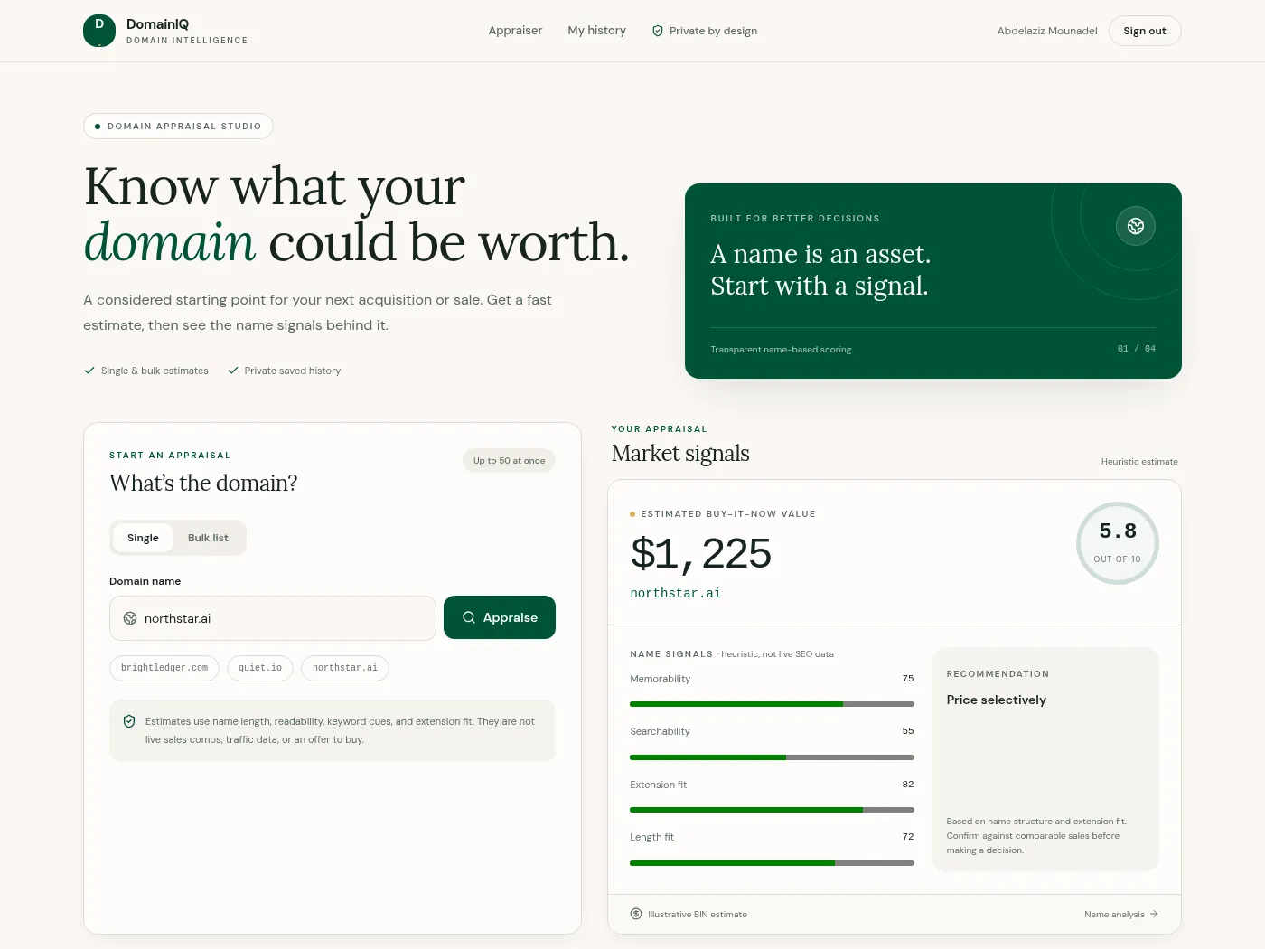 DomainIQ Appraiser