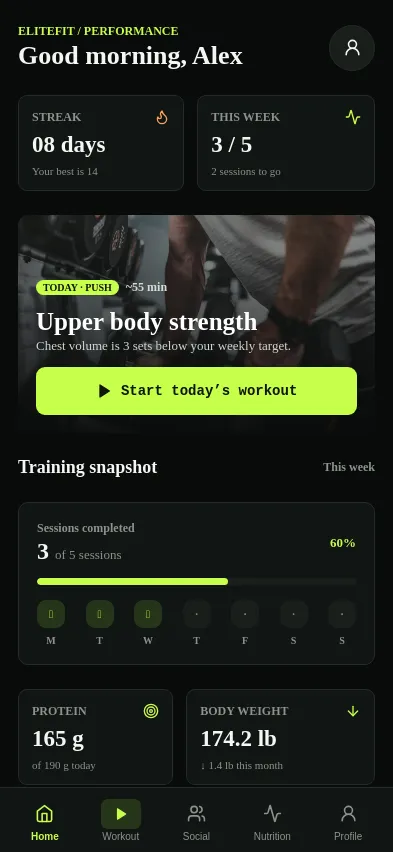EliteFit Mobile App