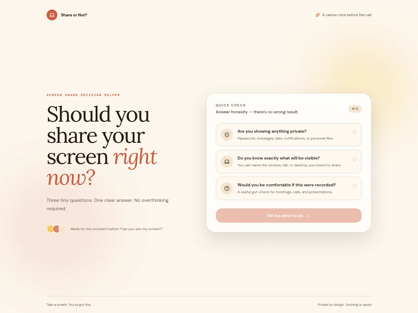 Screen Share Decision Helper