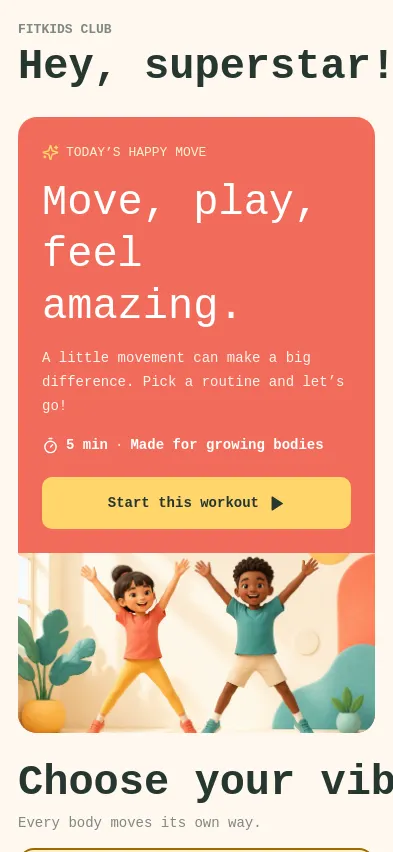FitKids Exercise App