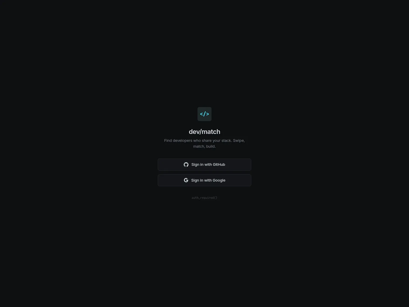 Minimal Dev Match UI