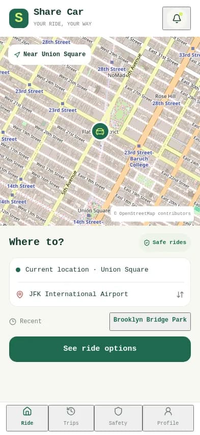 Share Car Ride App