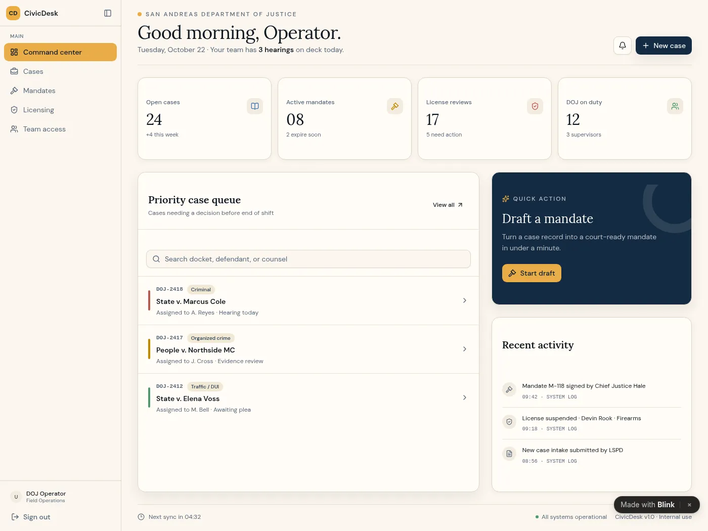 Judicial Case Dashboard