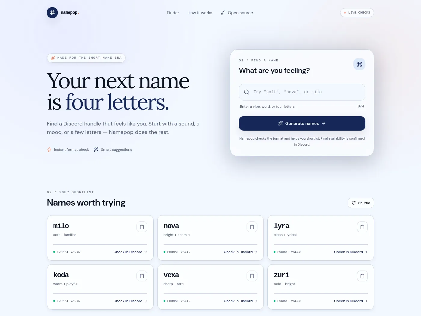 Discord Name Finder