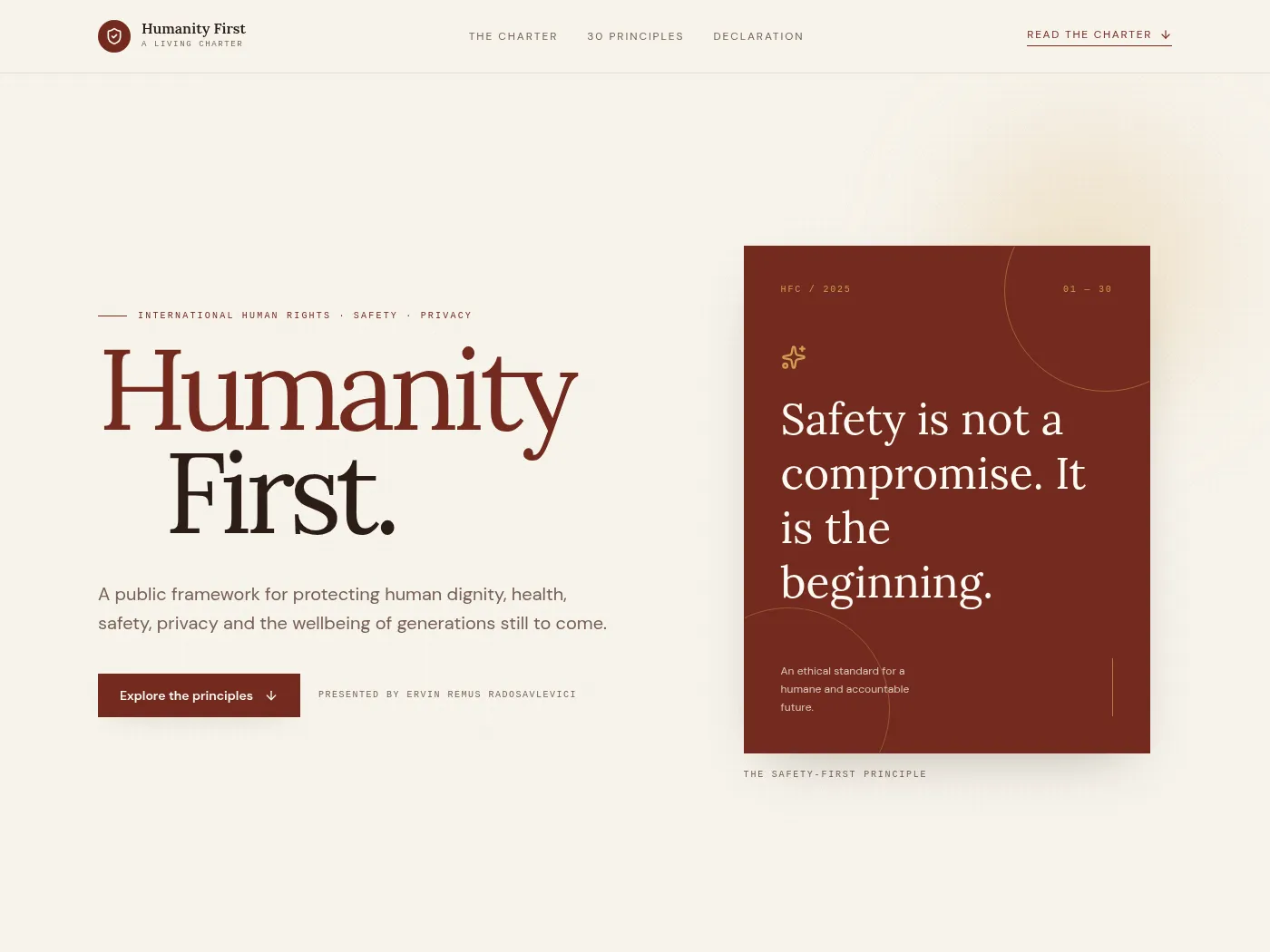 Humanity First Charter Portal
