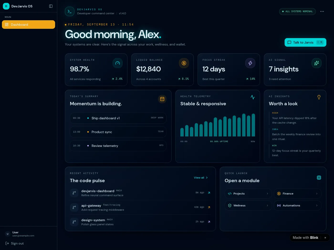 DevJarvis OS Dashboard
