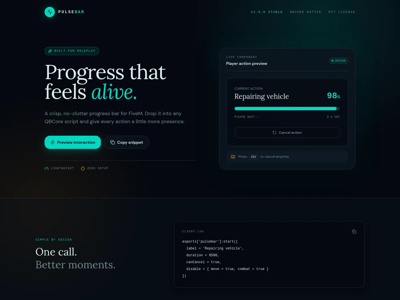 QBCore ProgressBar UI