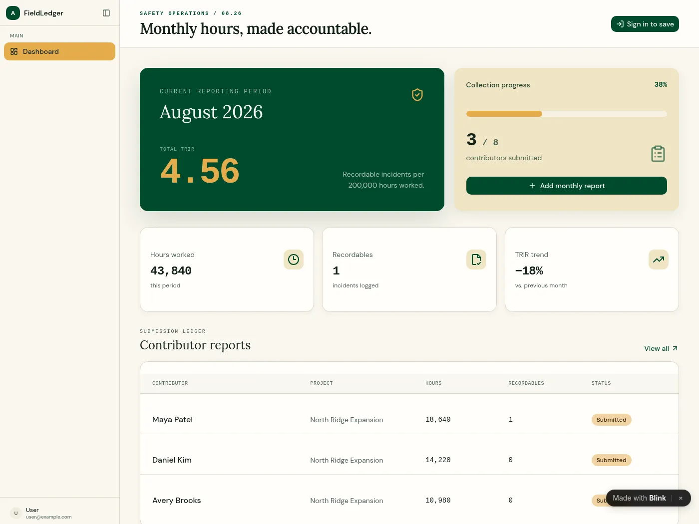 TRIR Tracker App