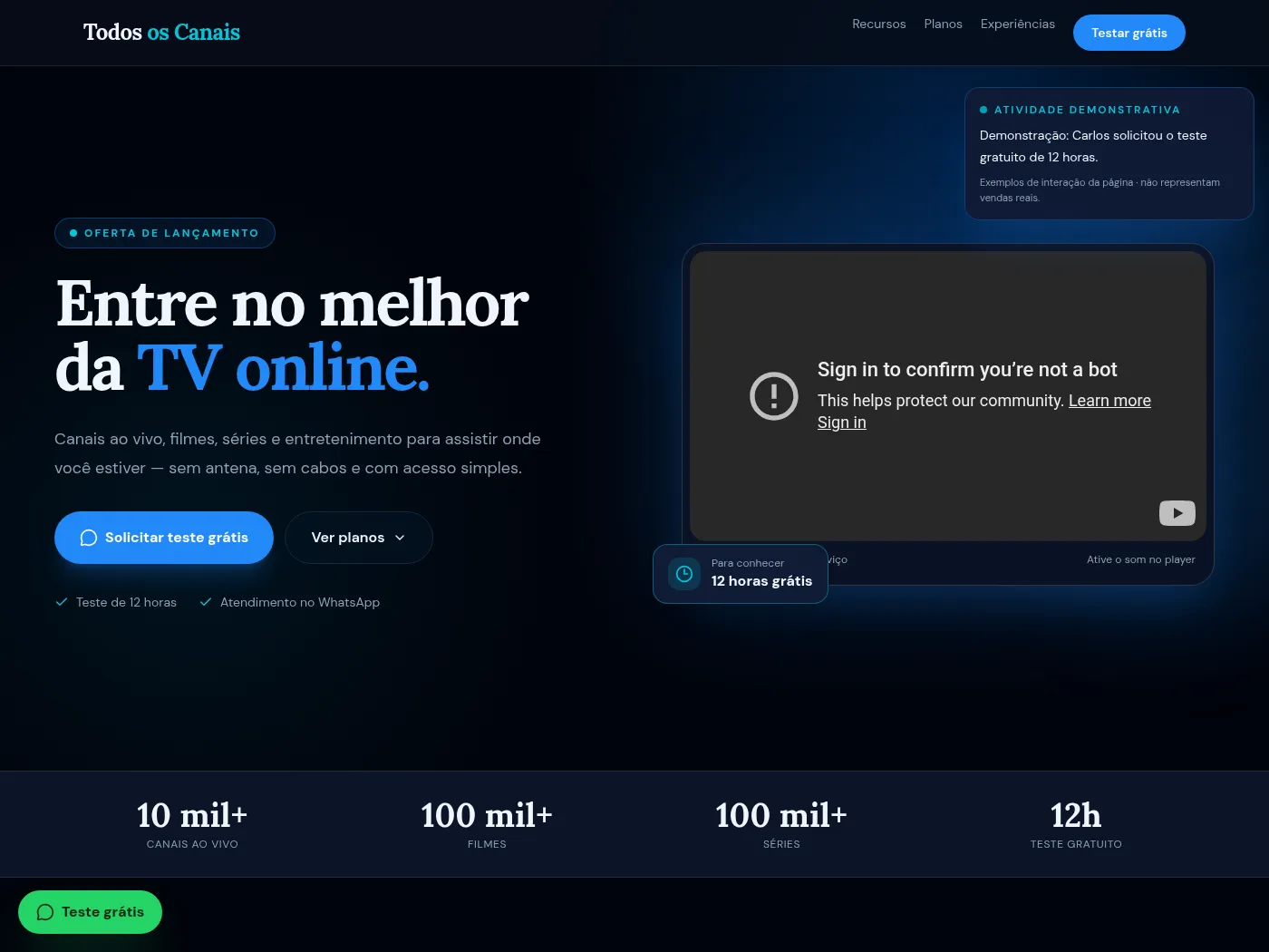 Todos os Canais Landing