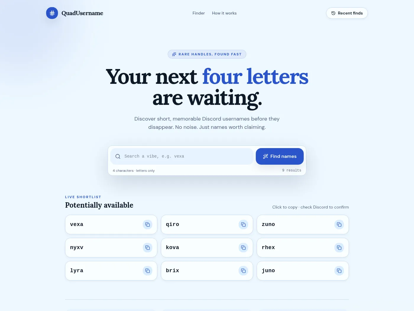 QuadUsername Finder