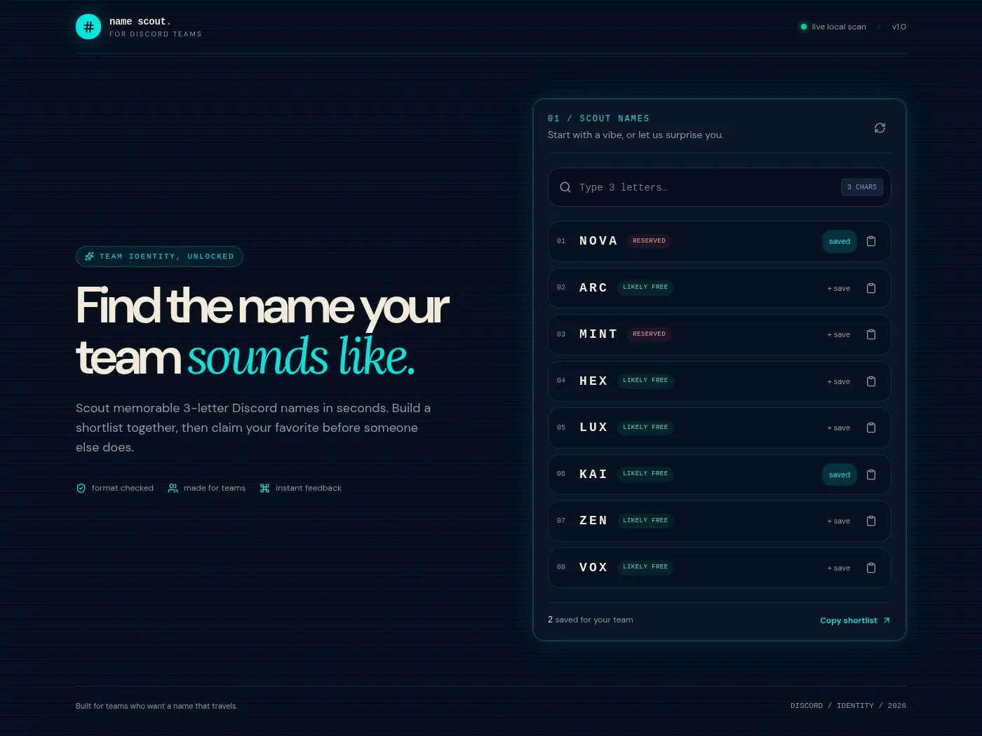 Discord Name Scout