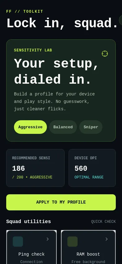 FreeFire Gamer Toolkit