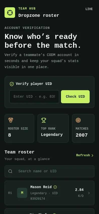 COD Mobile Team Hub