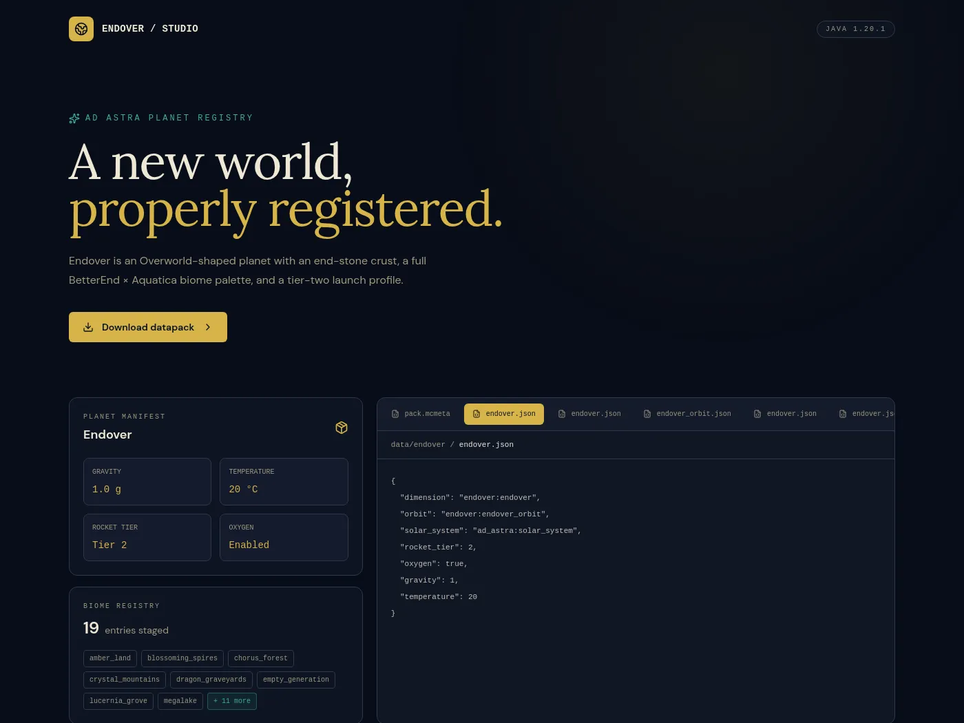 Endover Planet Datapack