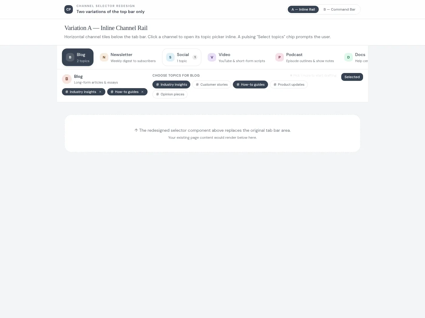 Channel Picker Redesign