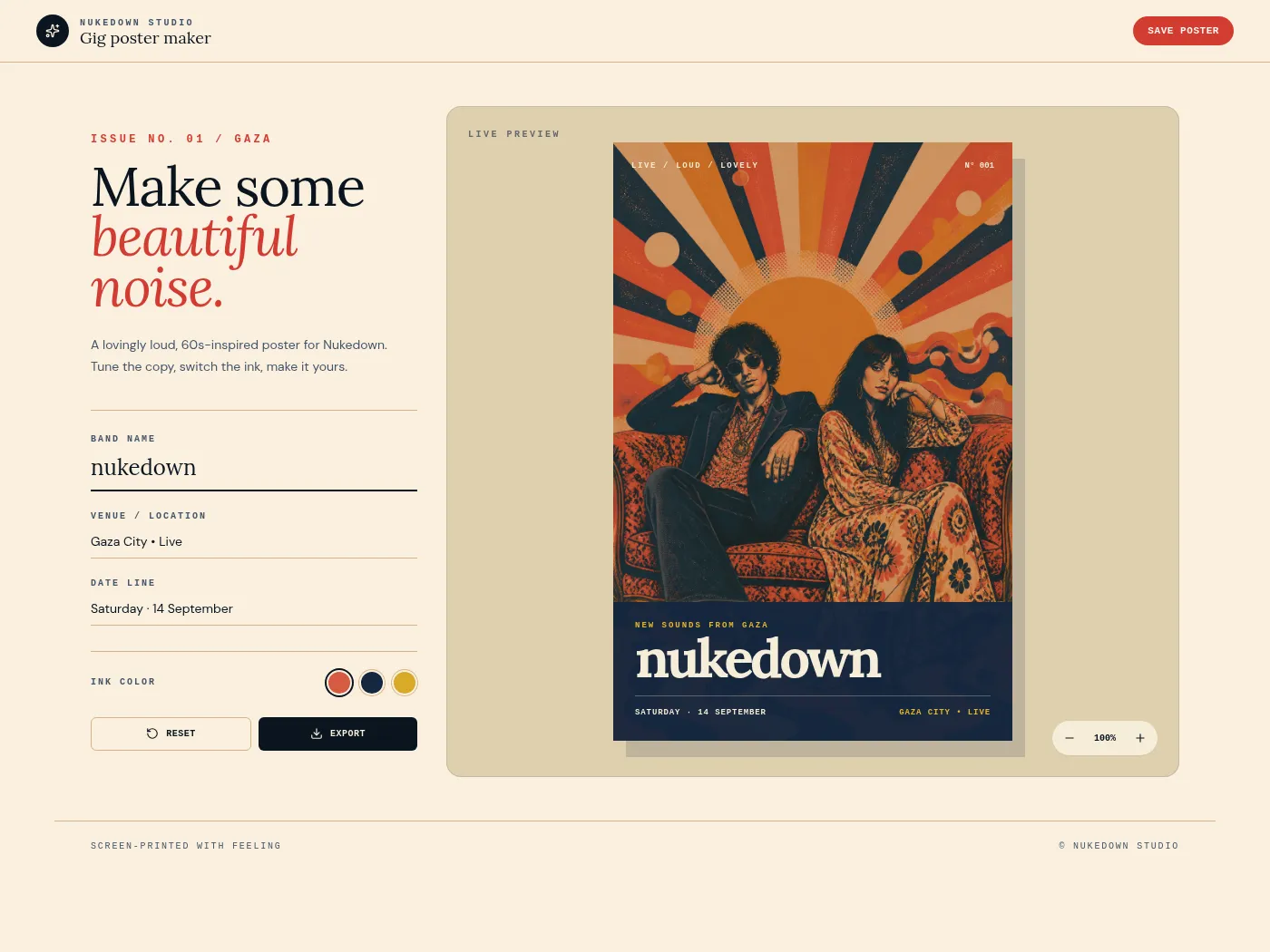 Nukedown Gig Poster Maker