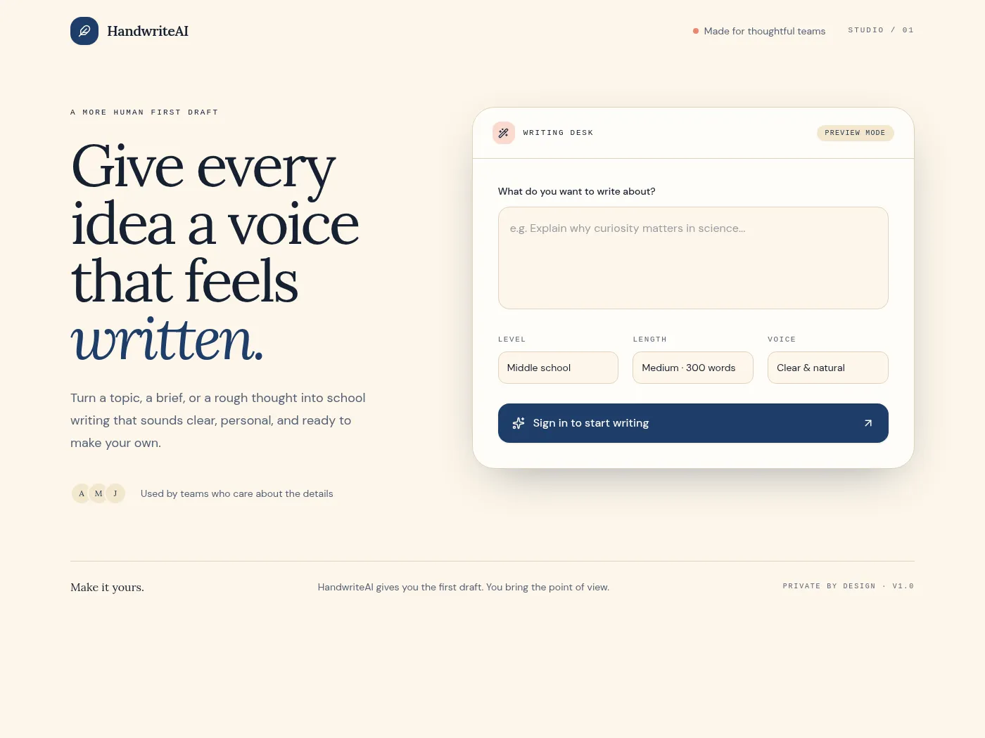 HandwriteAI Generator