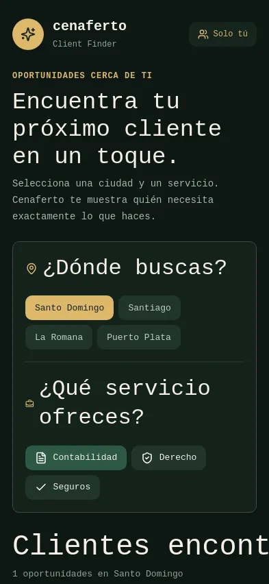 Cenaferto Clients Finder