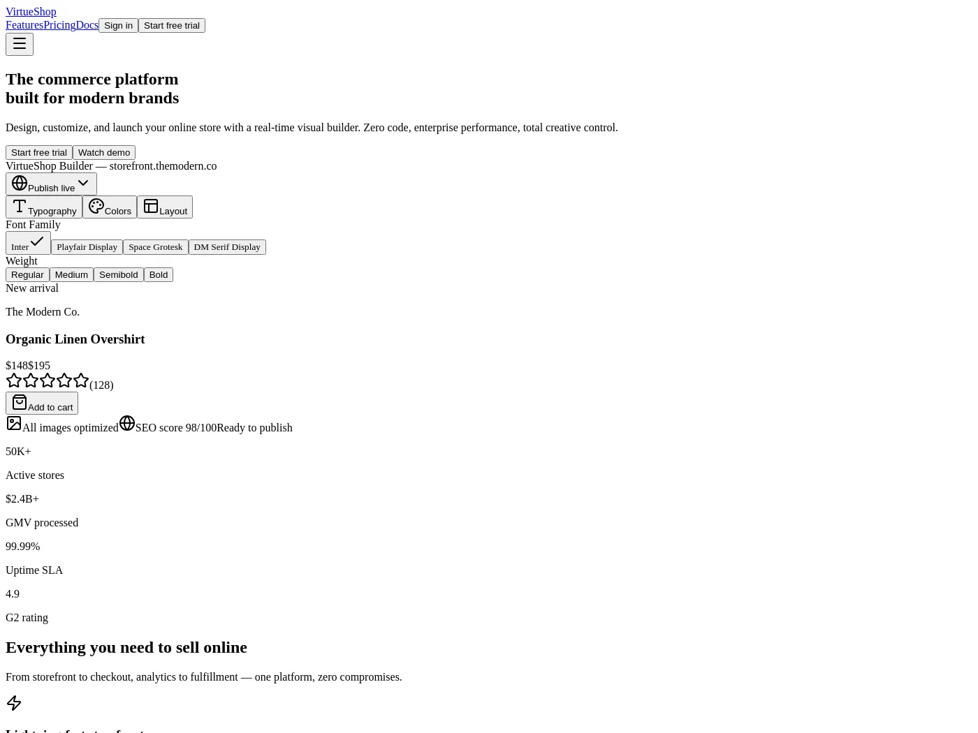 VirtueShop Landing Page