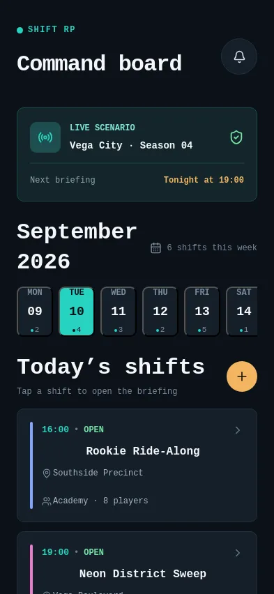 ShiftRP Mobile Scheduler