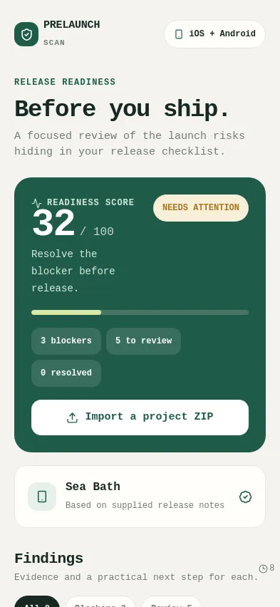 PreLaunch Scan App