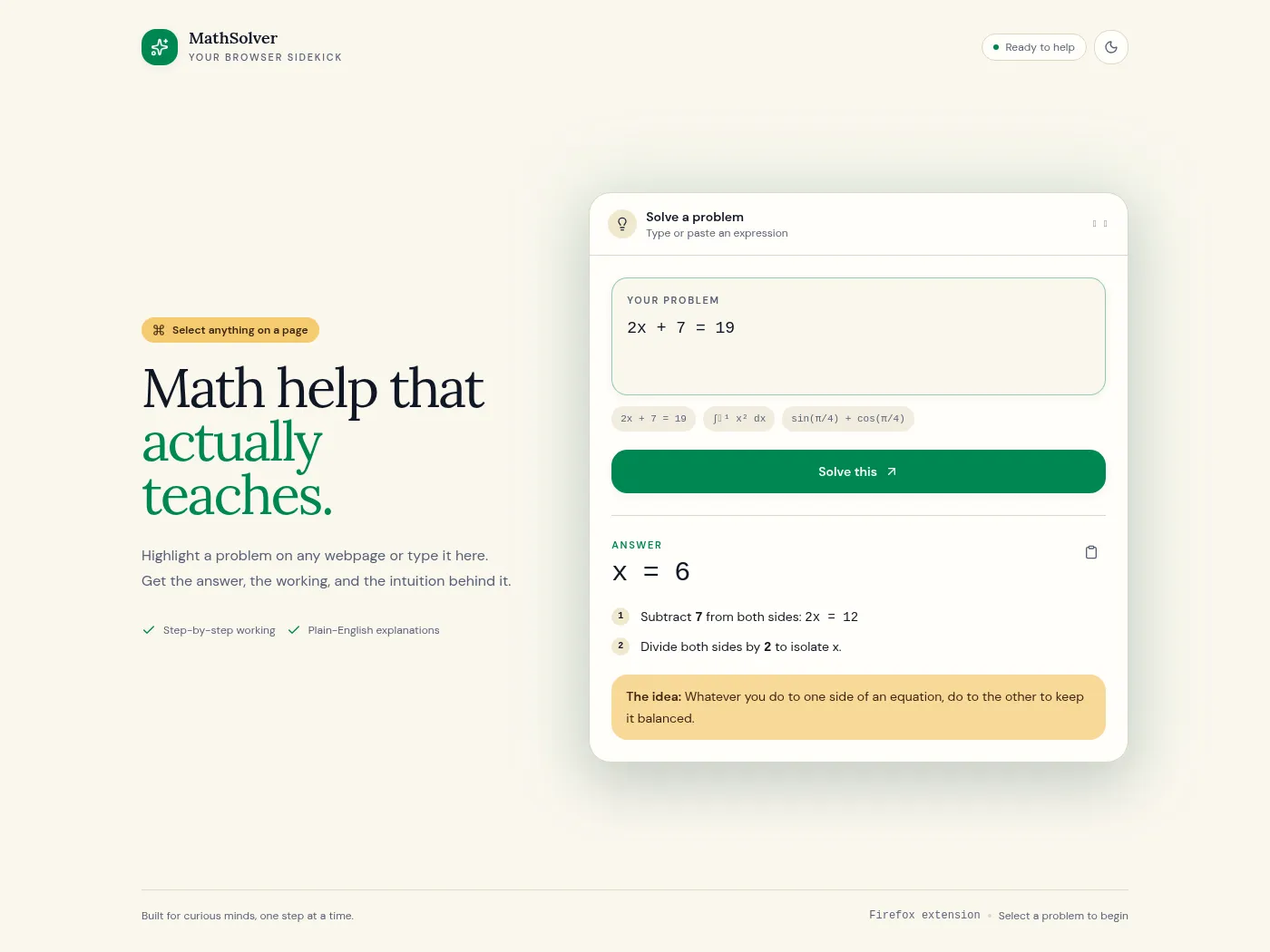MathSolver Extension
