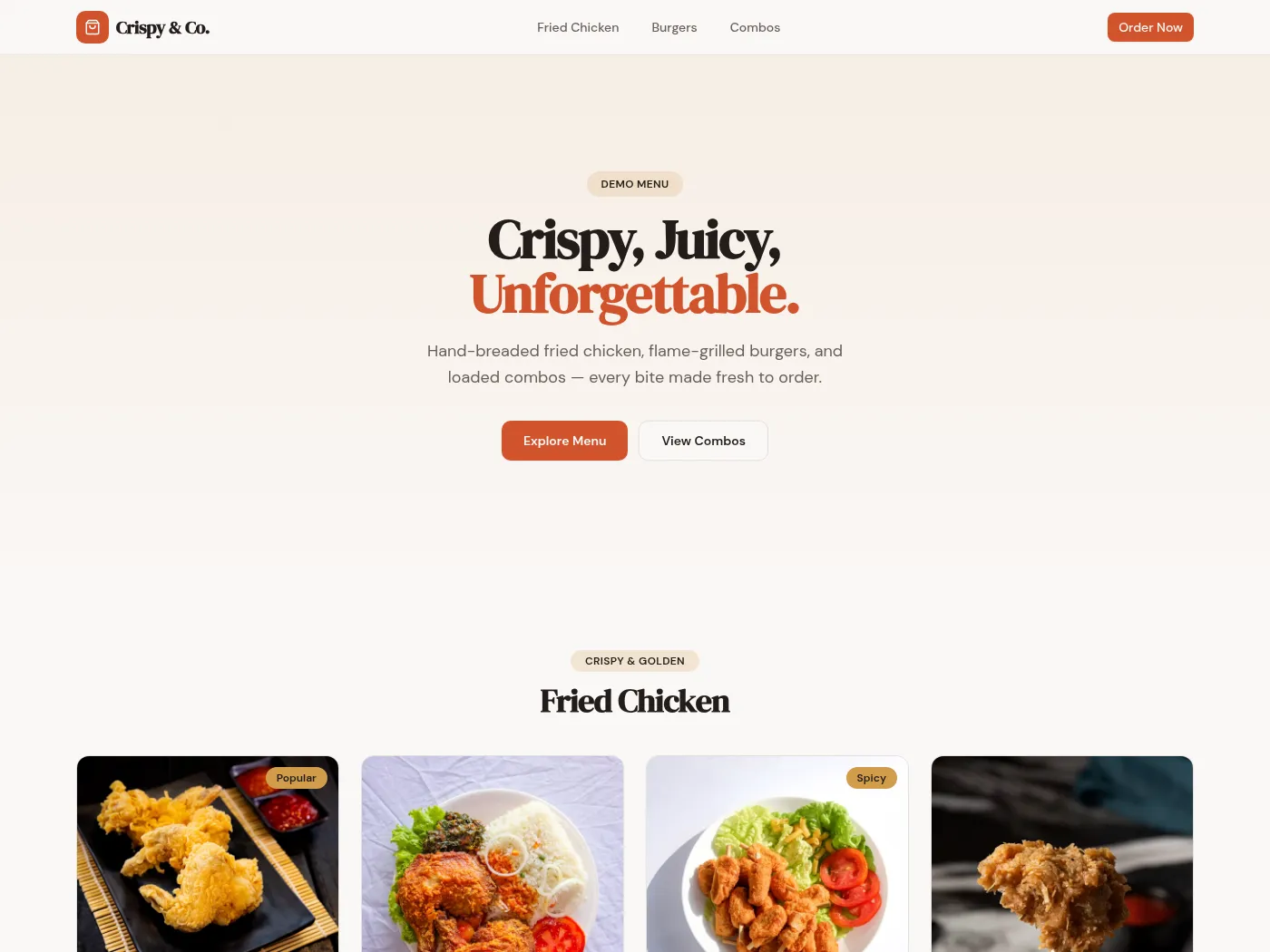 Fast Food Menu