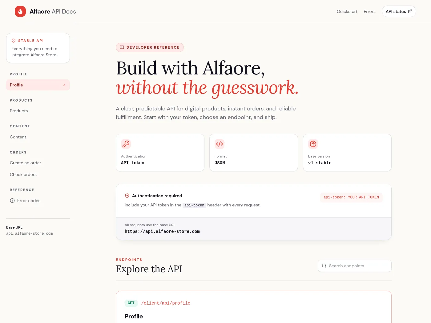 Alfaore Store API Docs