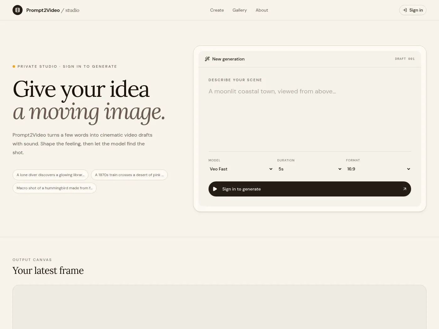 Prompt2Video Studio