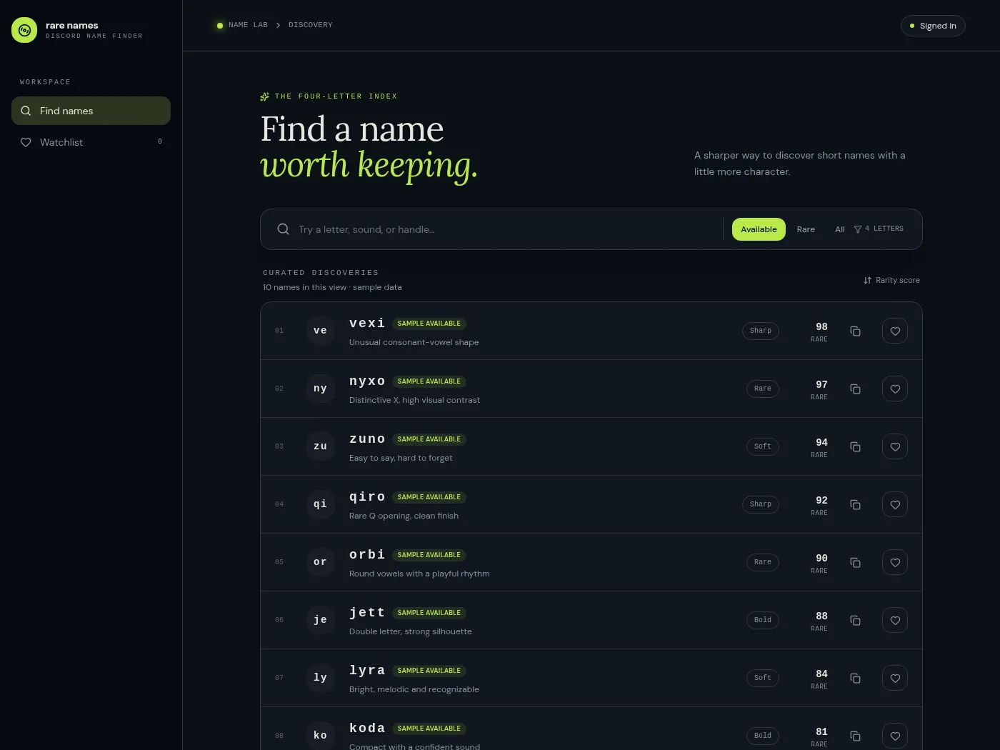 Rare Name Finder