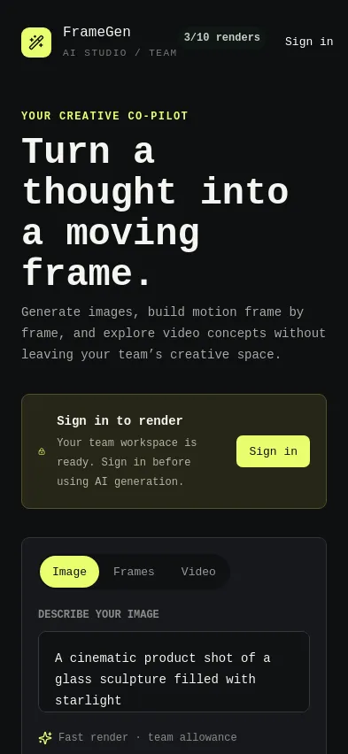 FrameGen AI Studio