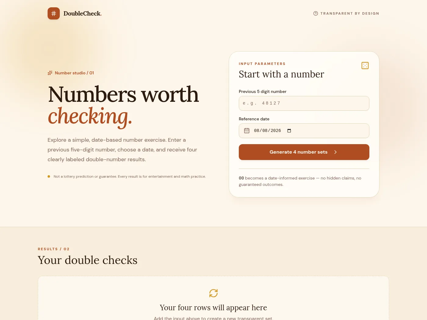 DoubleWin Number Generator