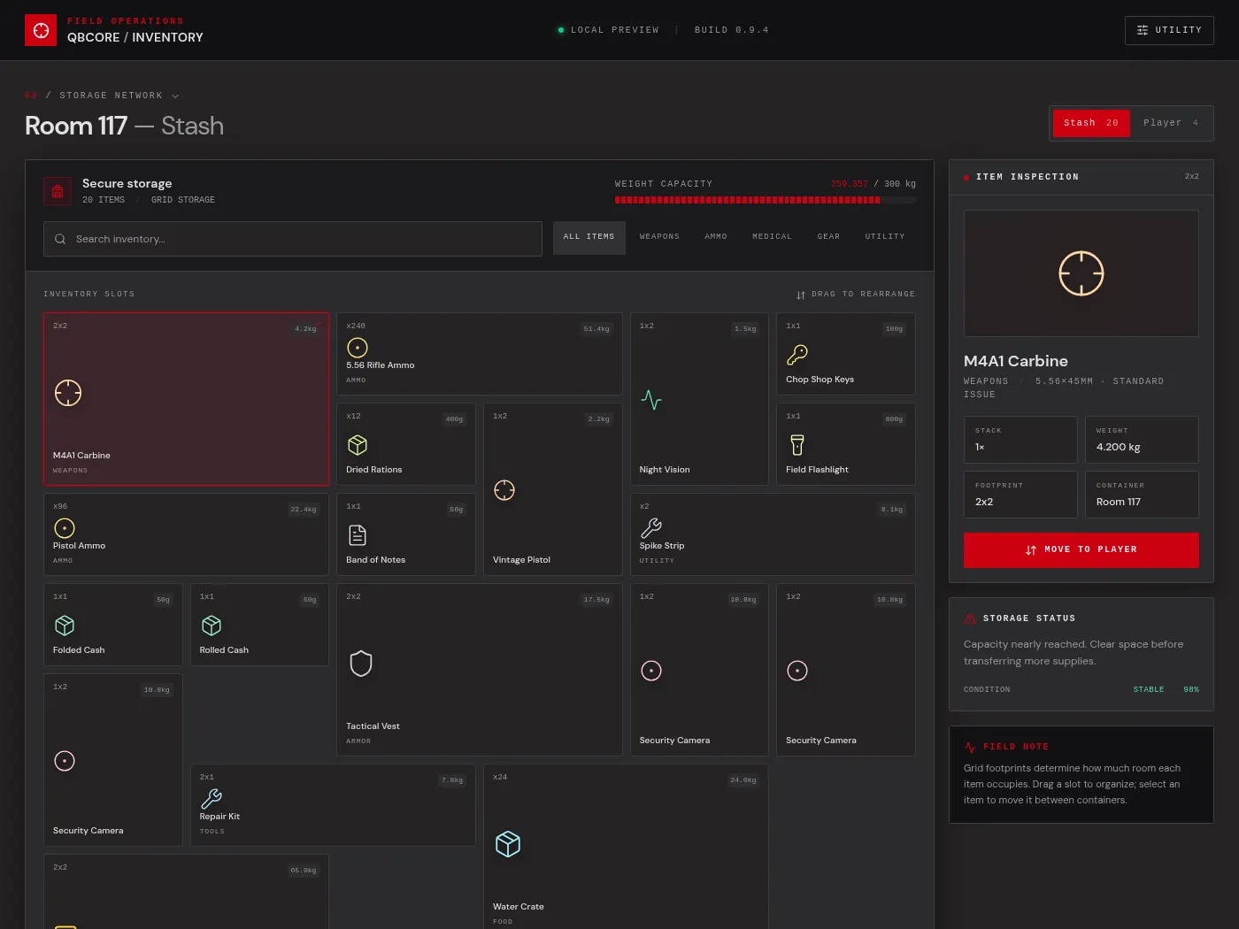 QBCore Grid Inventory
