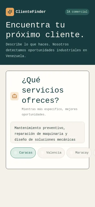 ClienteFinder Móvil IA
