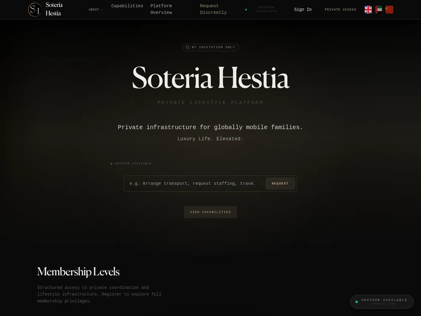 Soteria Hestia - Private Management Platform - Luxury Life. Elevated.