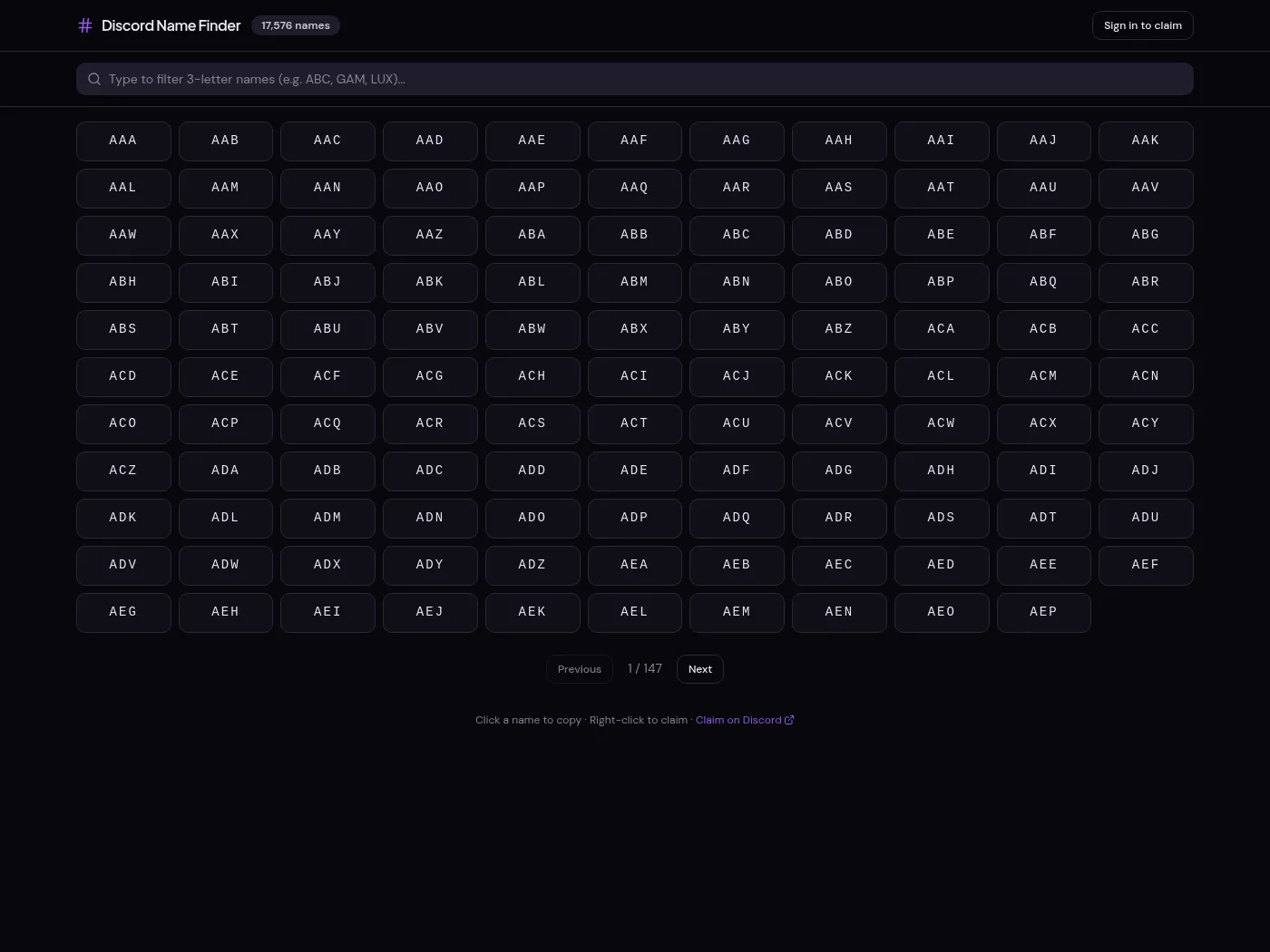 Discord Name Finder