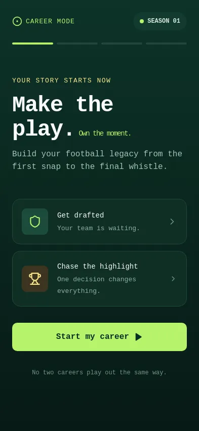 Epic Football Career Sim