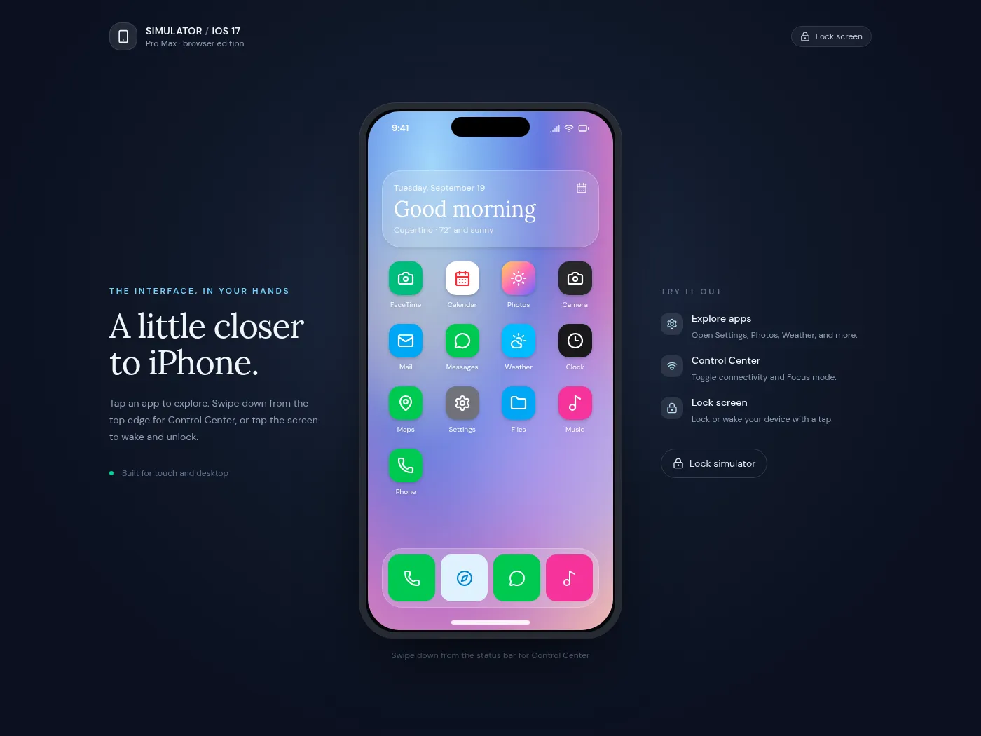 iOS 17 Pro Max Simulator