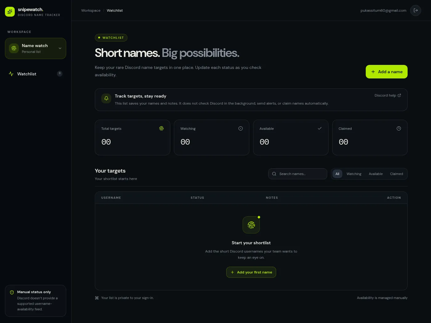 Discord Name SnipeBot