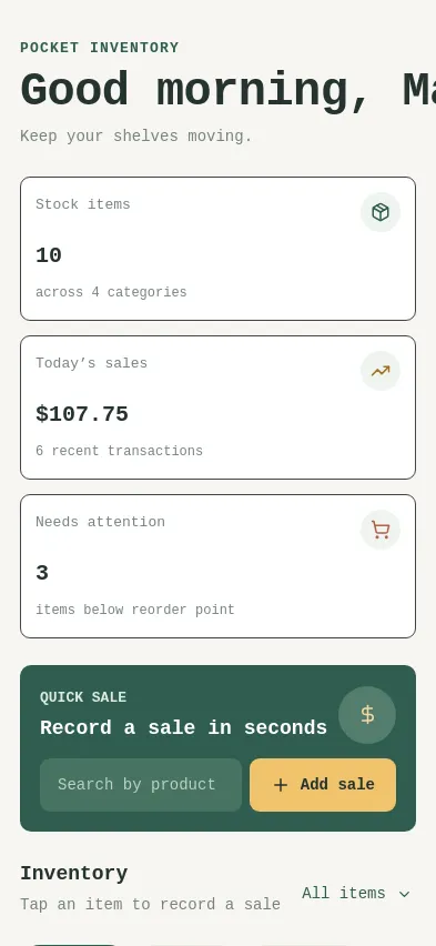 Pocket Inventory & Sales