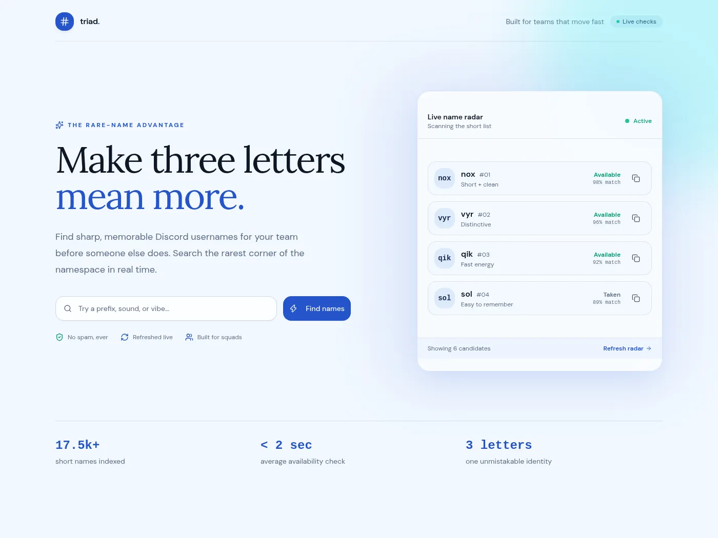Discord 3-Letter Finder