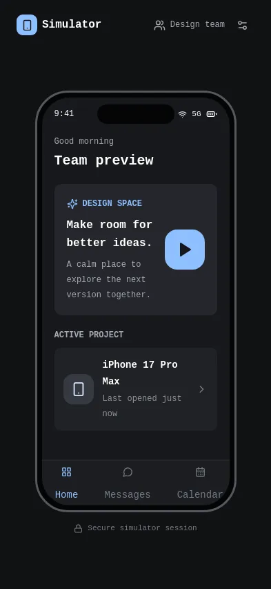 iPhone 17 Pro Max Simulator