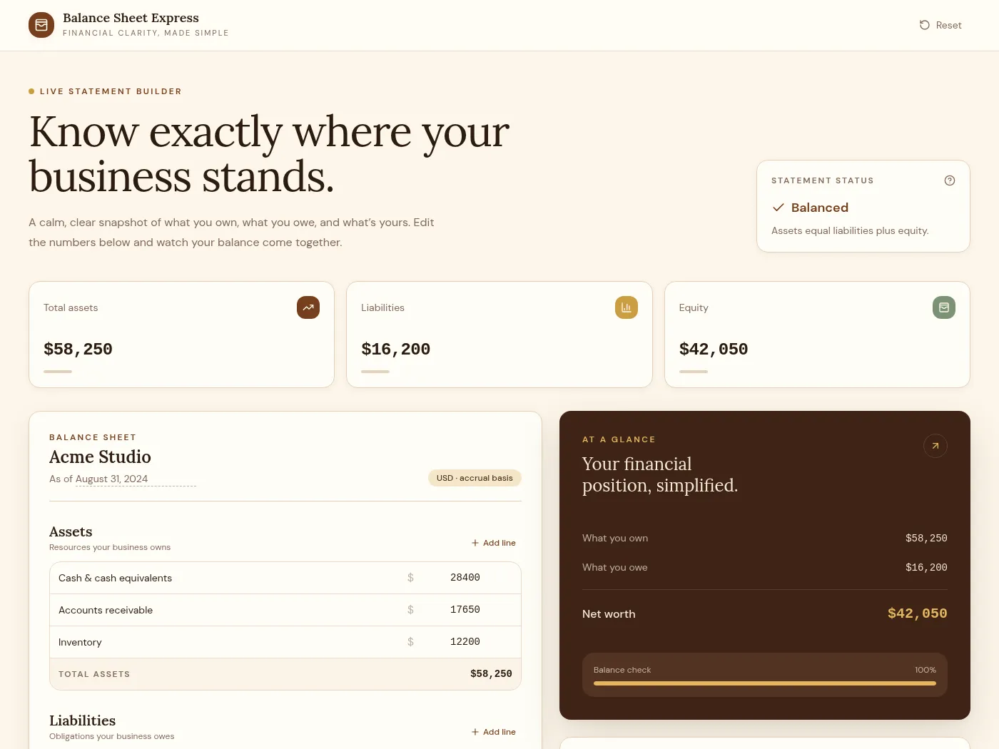 Balance Sheet Express