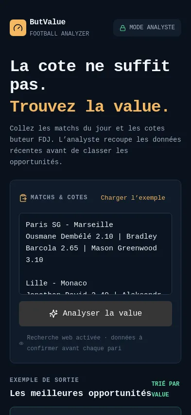 ButValue Football Analyzer