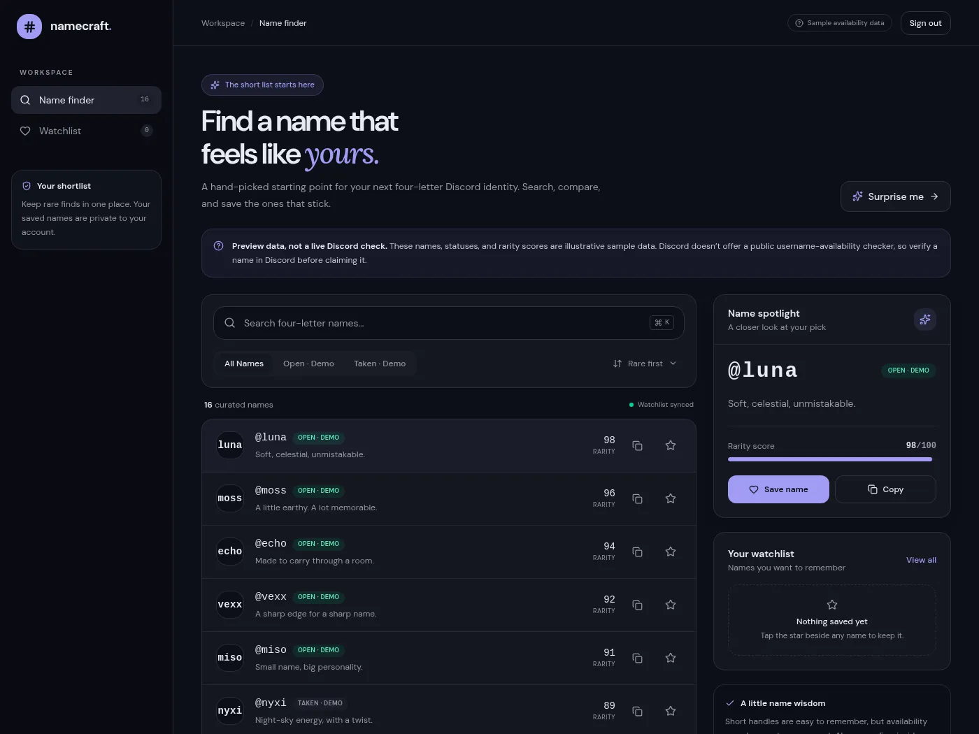 Discord Name Finder