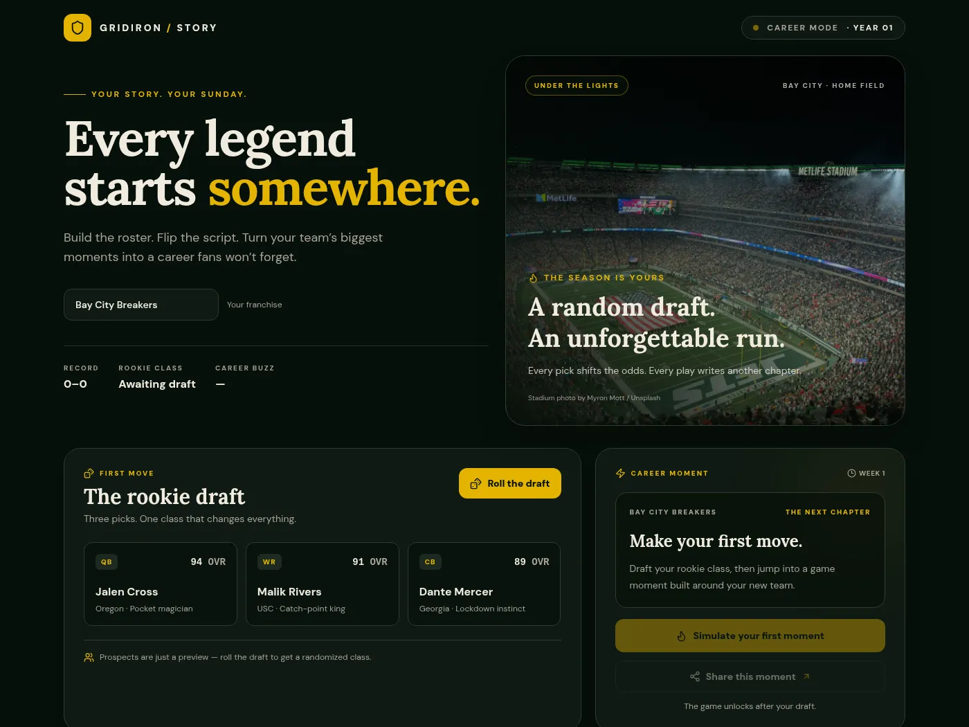 Gridiron Story Builder