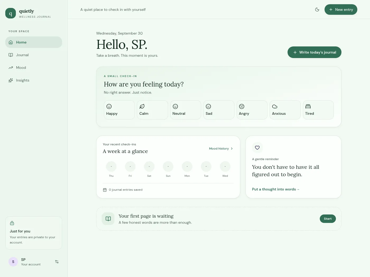 AI Mental Wellness Journal