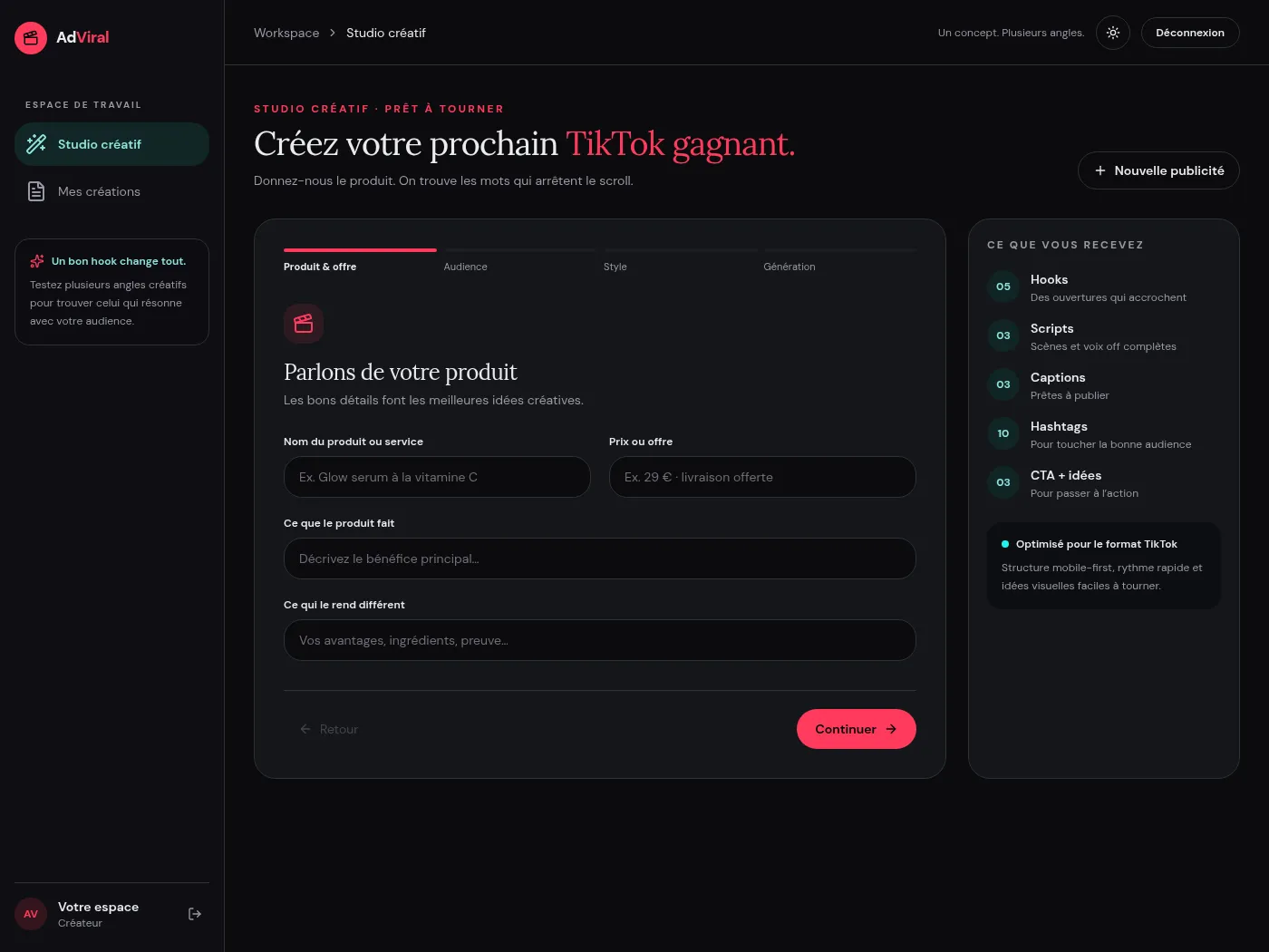 AdViral AI TikTok Ad Studio